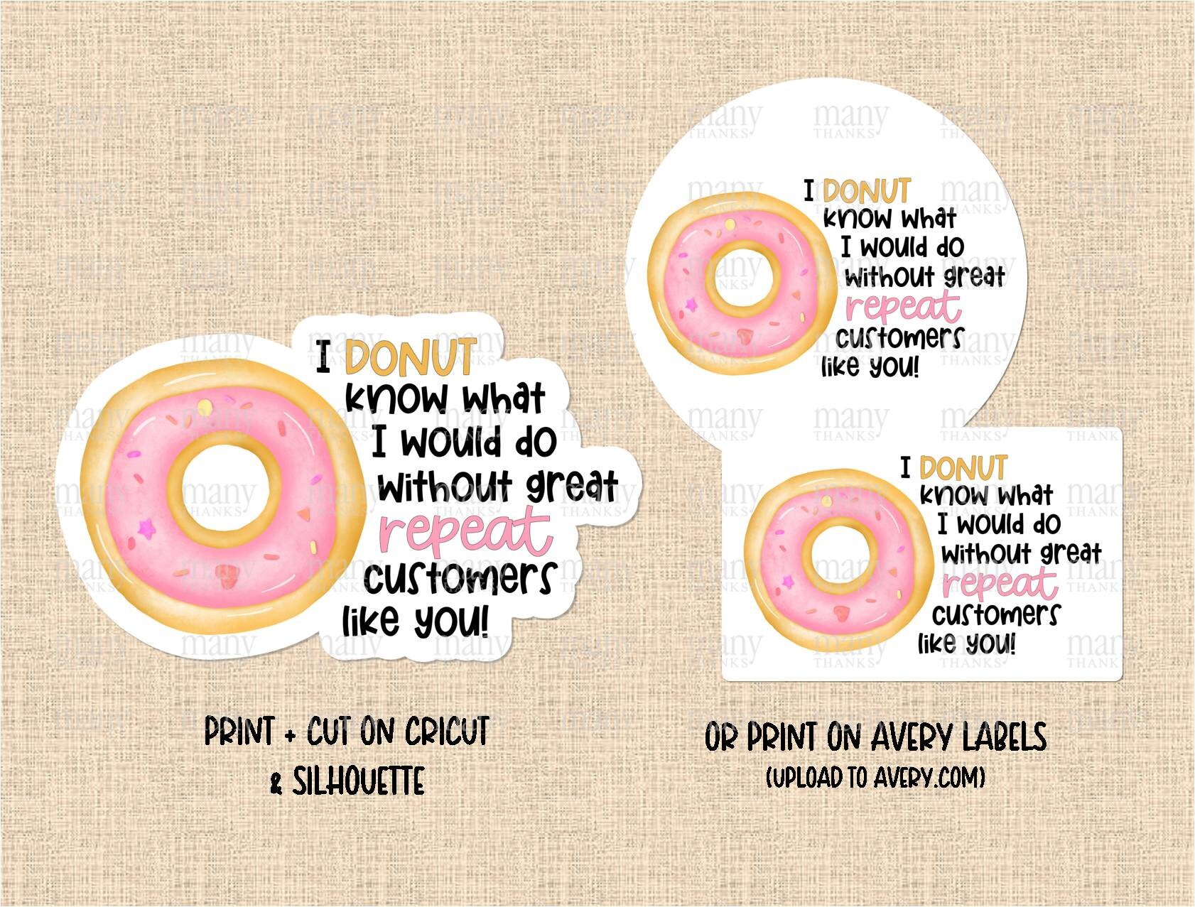 Thank You Repeat Customer Sticker PNG Donut Pun Small - Etsy