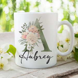 Sage Green Floral Alphabet Set PNG Download, Monogram Letters, Cream ...