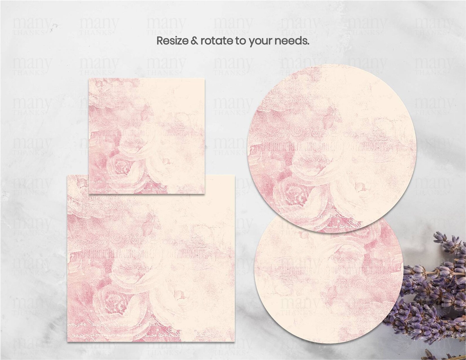 Blank Labels Vintage Pink Floral Paper Circle Square for - Etsy