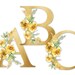 Gold Letters Floral Alphabet Numbers Set Golden Yellow | Etsy