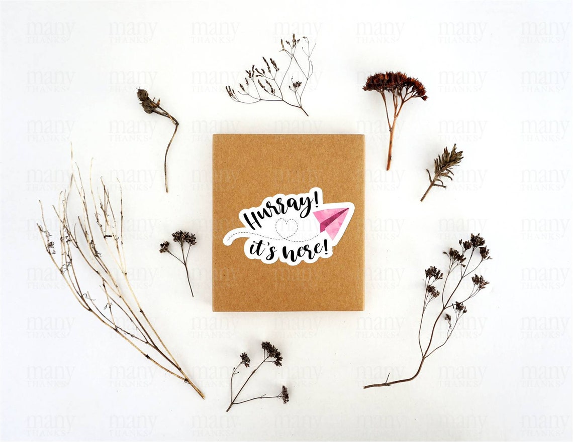 Hurray! It's Here Sticker PNG, Pink Paper Airplane for Small Business ...