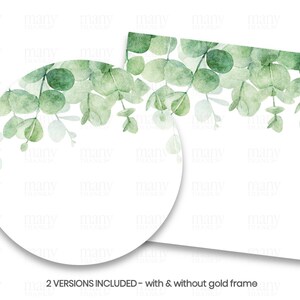 Blank Labels Circle + Square, Green Eucalyptus Leaf Drop Frame for ...