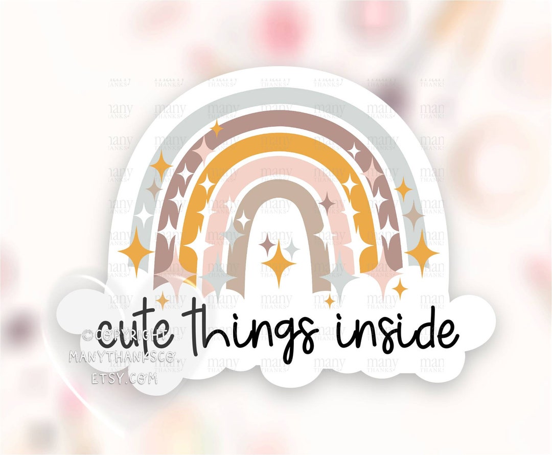 Cute Things Inside Sticker PNG, Boho Rainbow Stars Small Business ...