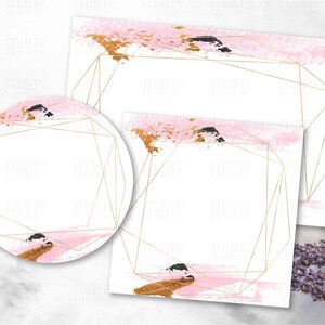 Blank Labels + Note Cards, Pink Gold Geometric Frame PNG Images and ...