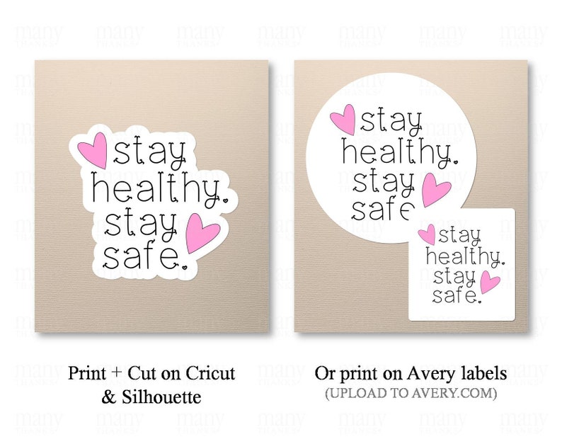 Stay Healthy Stay Safe Sticker PNG Pink Hearts Small Business - Etsy