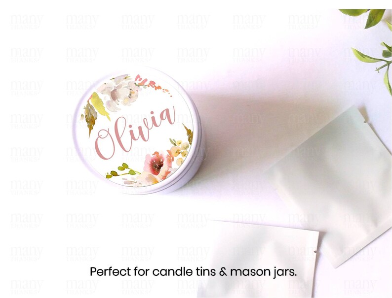 Blank Labels Pink Watercolor Flowers Circle Square for - Etsy