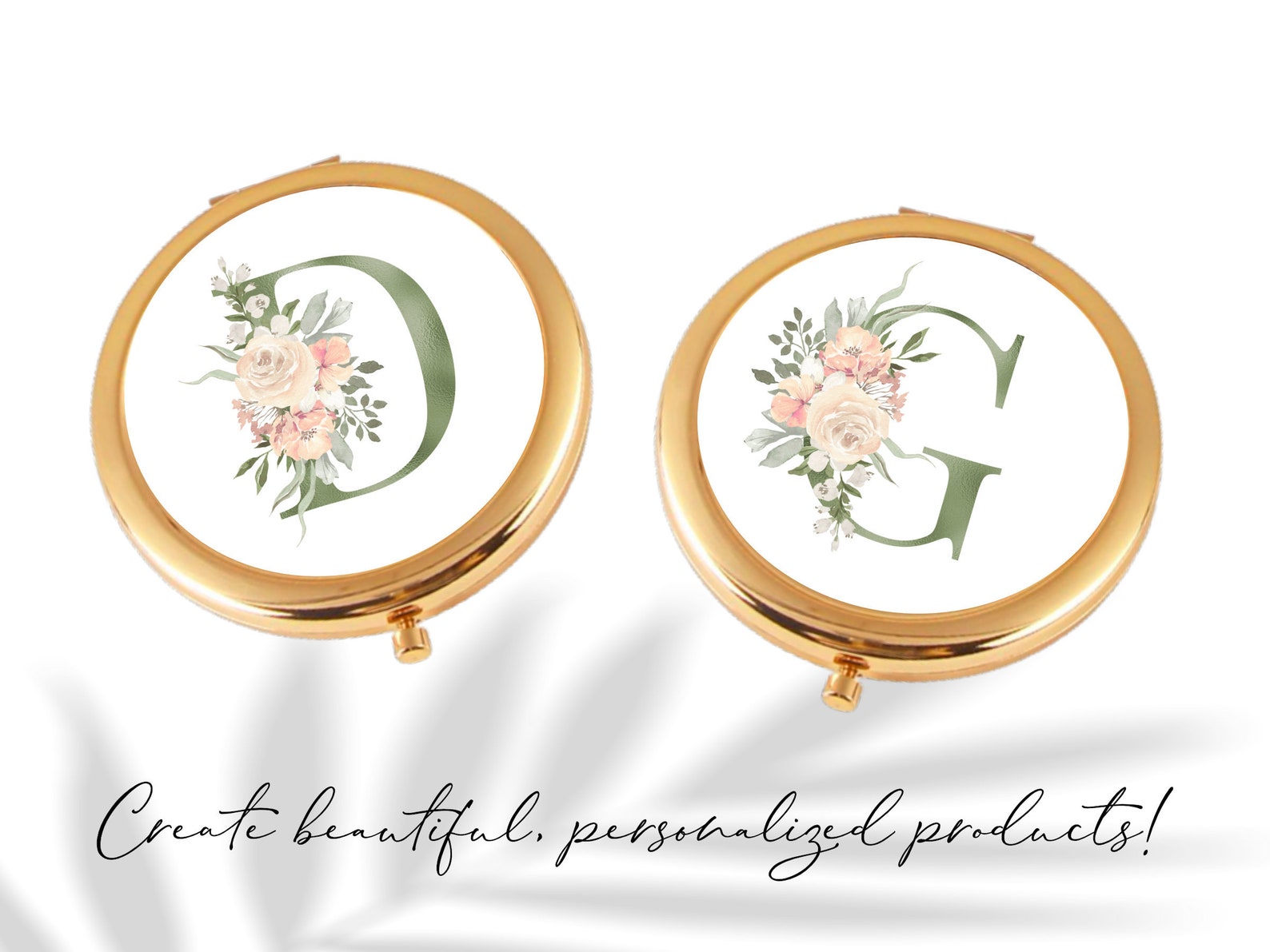 Sage Green Floral Alphabet Set PNG Download, Monogram Letters, Cream ...