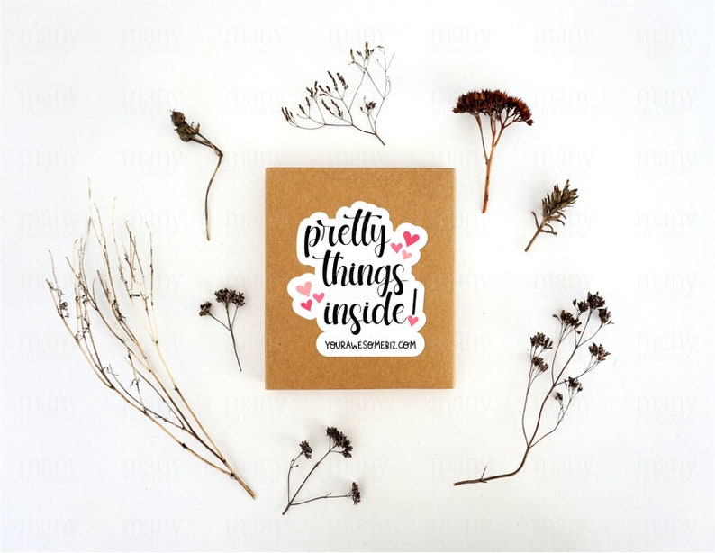 Pretty Things Inside Sticker PNG, Small Business Shop Labels, Pink ...