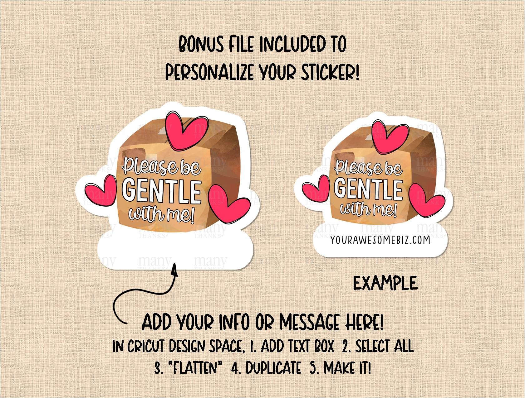Be Gentle Sticker PNG, Fragile Package Envelope Seals, Handle With Care ...