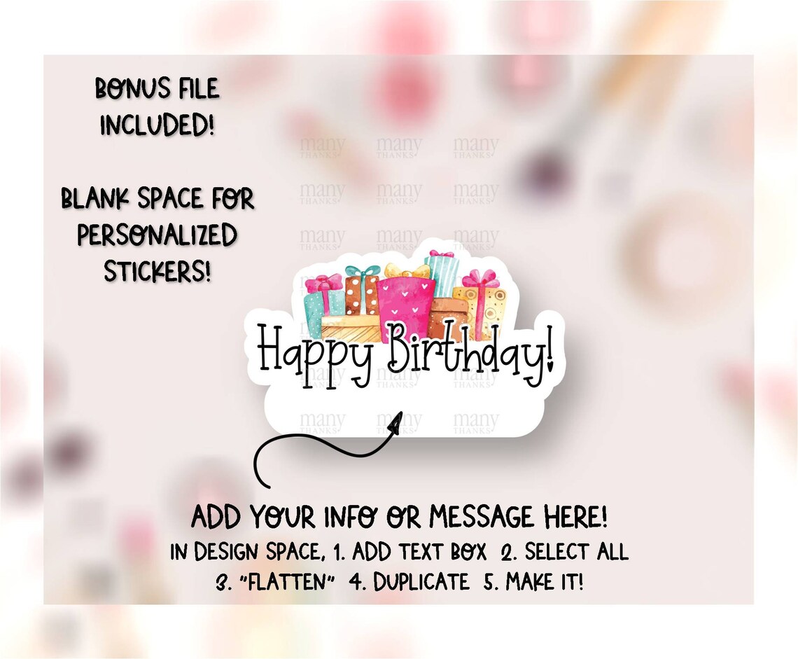 Happy Birthday Sticker PNG Cute Pink Presents Small Business - Etsy