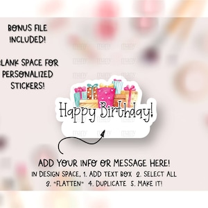 Happy Birthday Sticker PNG, Cute Pink Presents Small Business Labels ...