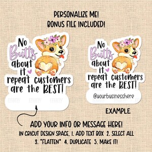 Repeat Customers Sticker PNG, Corgi Butt Dog Pun Happy Mail Labels ...