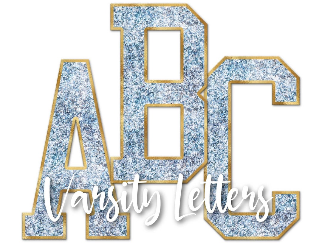 Varsity Letters + Numbers Clipart, Diamond Gold College Sport Alphabet ...