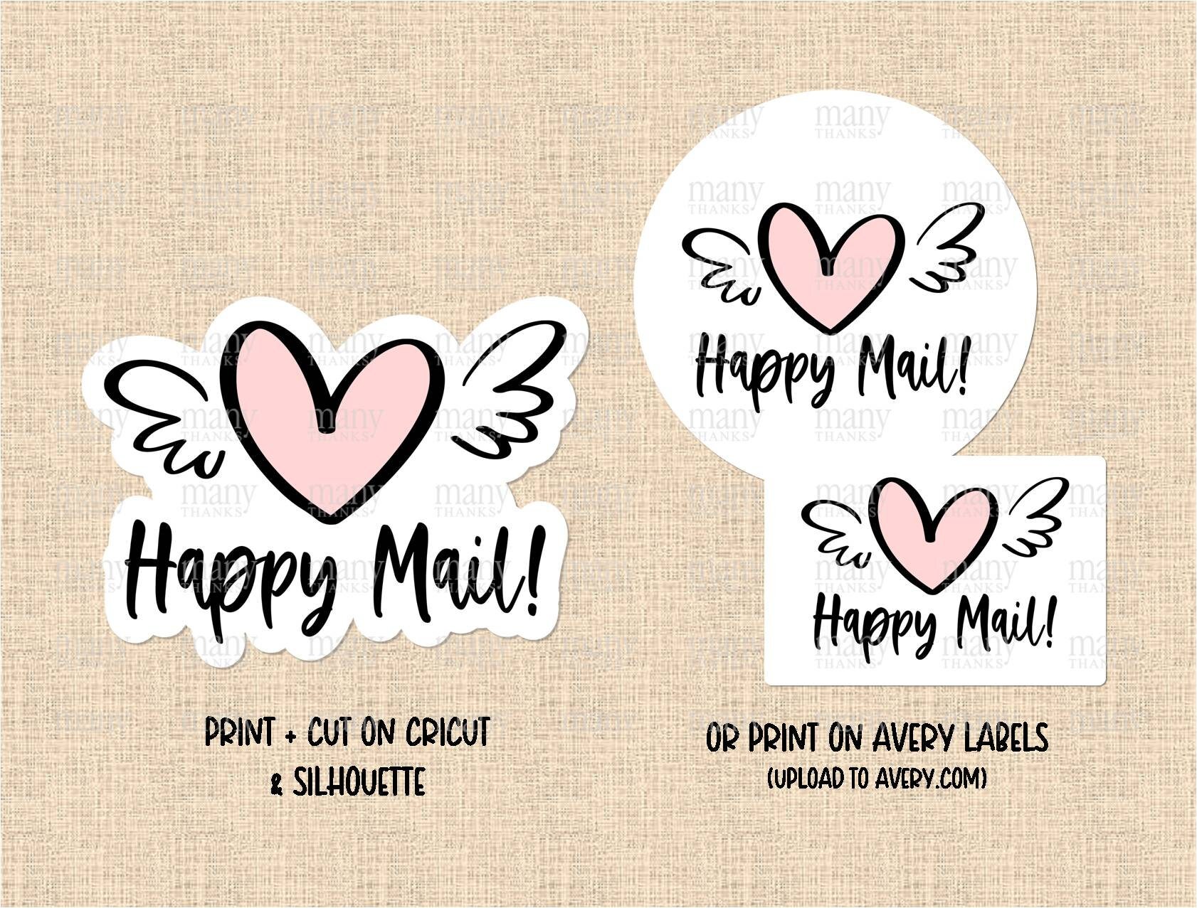 Happy Mail Sticker PNG Winged Heart Small Business Labels | Etsy