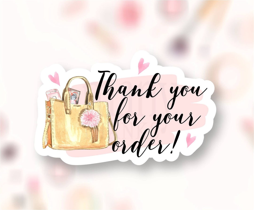 Thank You for Your Order Sticker PNG, Pink Tote Hearts, Shop Package ...