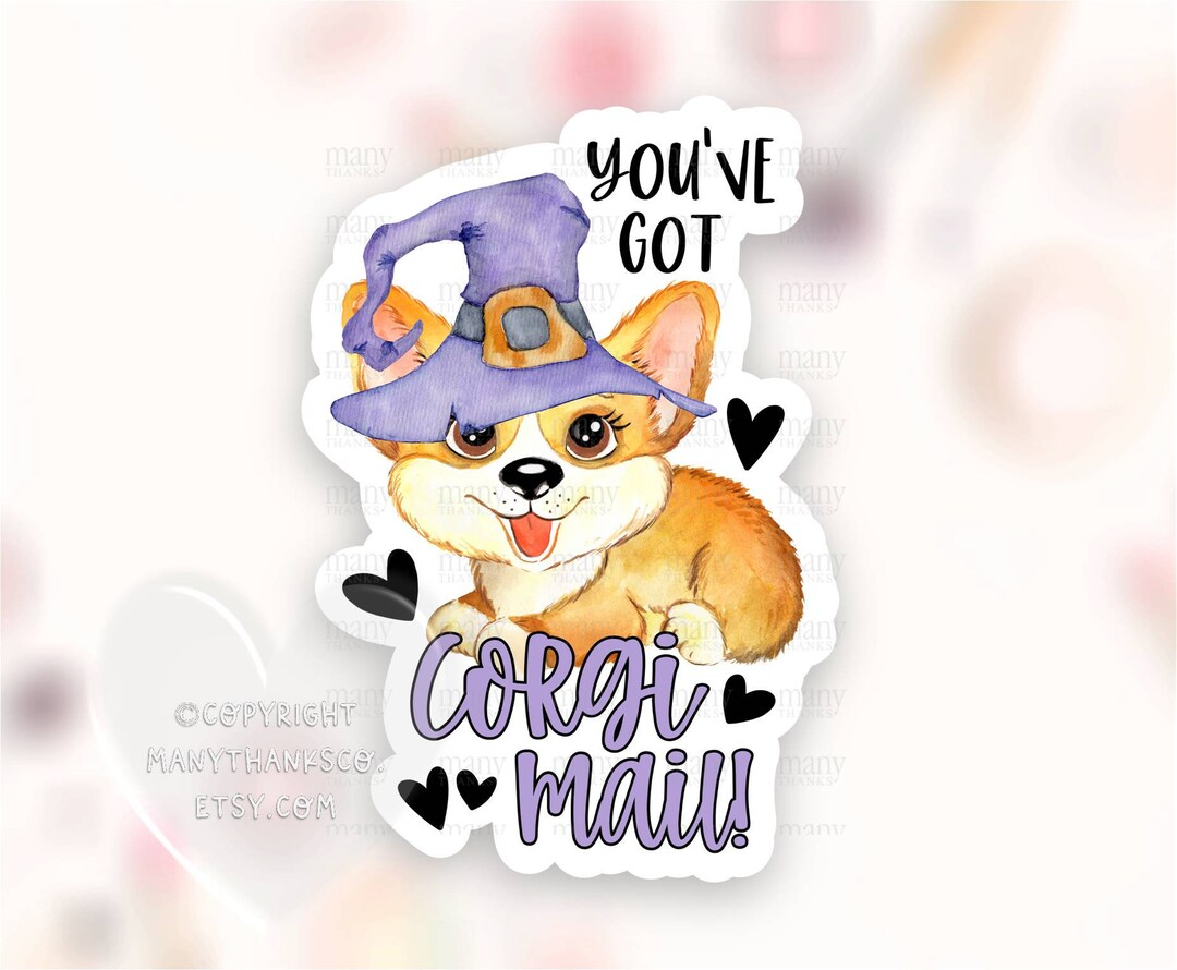 You've Got Corgi Mail Sticker PNG, Halloween Happy Mail Labels, Dog ...
