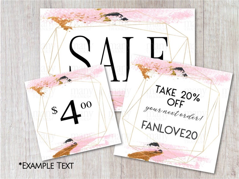 Blank Labels Note Cards Pink Gold Geometric Frame PNG | Etsy