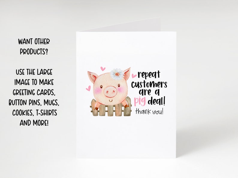 Repeat Customers Sticker Download PNG Funny Pig Pun Small - Etsy