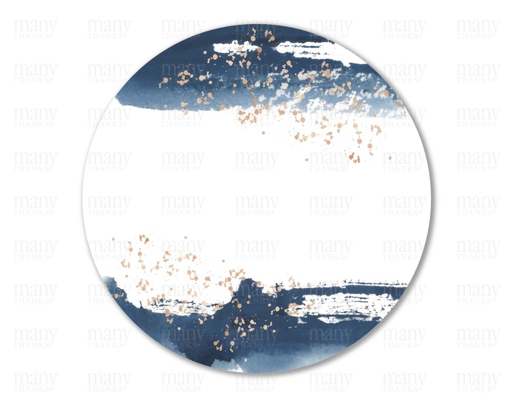Blank Labels Circle + Square, Navy Blue Paint Gold Splatter for DIY ...
