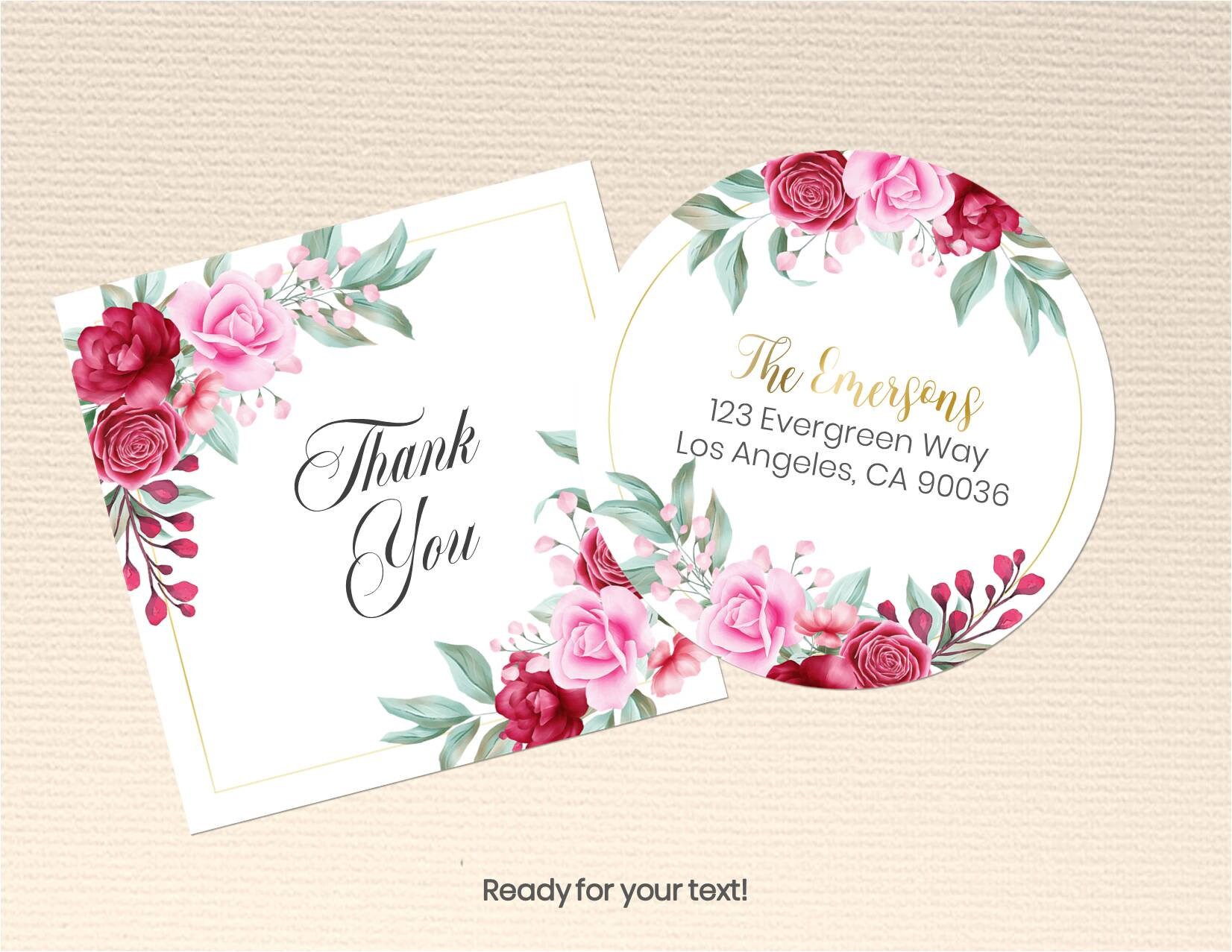 Blank Labels Pink Red Roses Border Circle Square for Round | Etsy