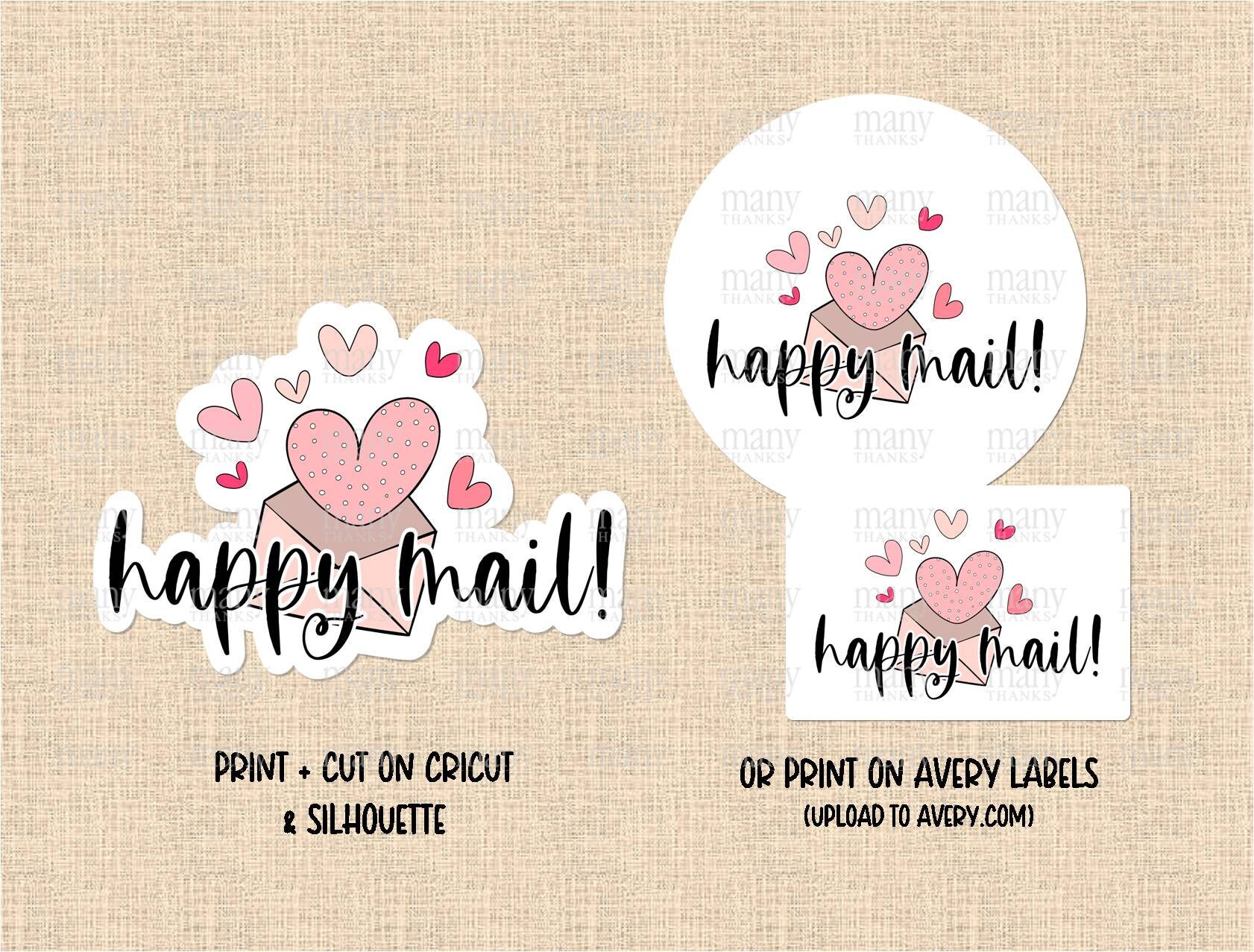 Happy Mail Sticker PNG Envelope Hearts Small Business Labels | Etsy