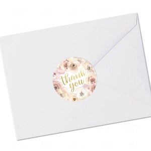 Thank You PNG Circle, Pink Cream Floral Border Gold Text for DIY Round ...