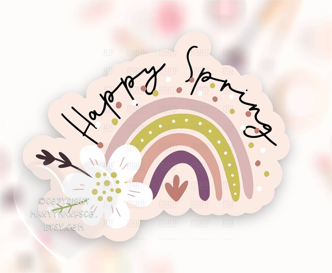 Happy Spring Sticker PNG, Floral Rainbow Happy Mail Labels, Small ...