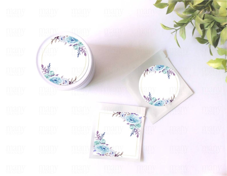 Blue Purple Peony Floral Border Circle + Square PNG, With Without Gold ...