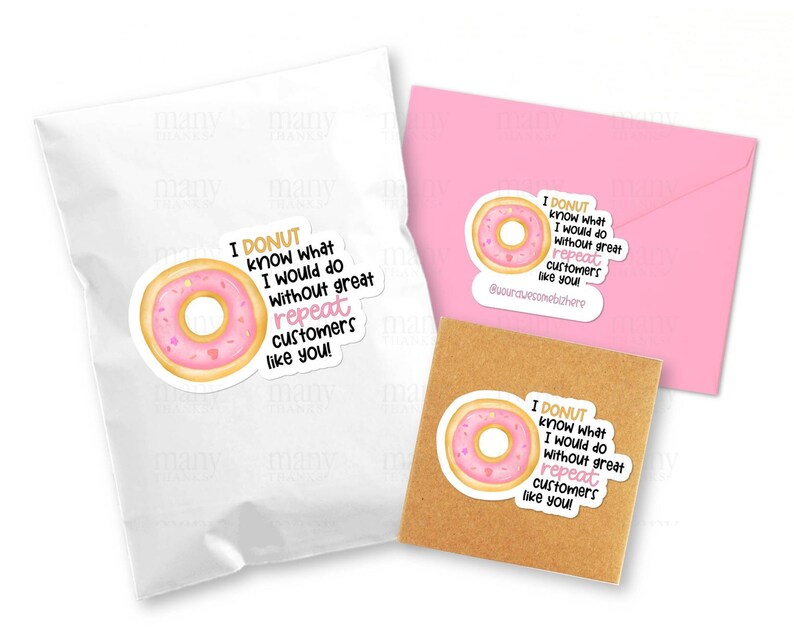 Thank You Repeat Customer Sticker PNG Donut Pun Small | Etsy
