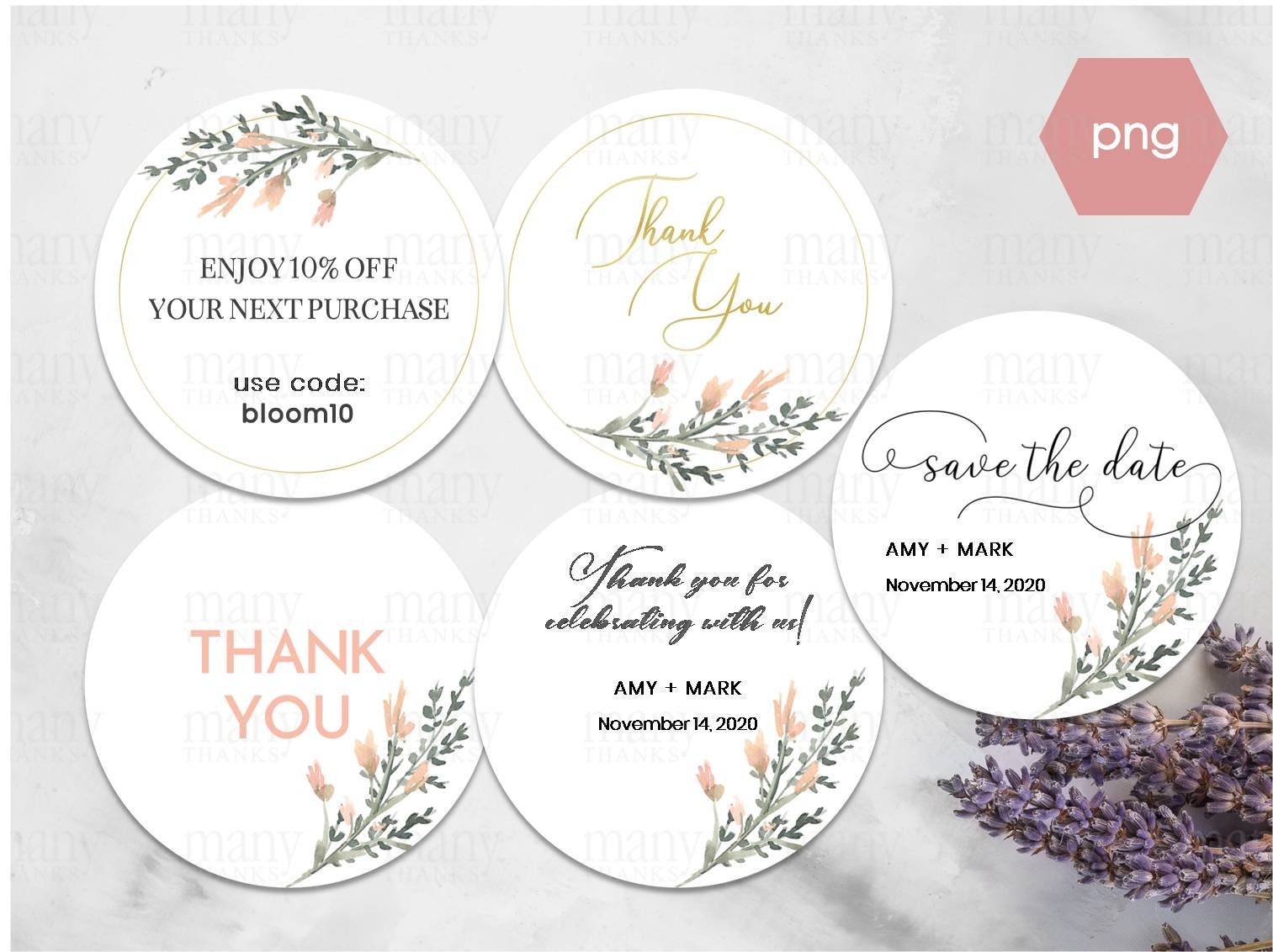 Blush Simple Foliage and Flower Border Circle Square PNG | Etsy