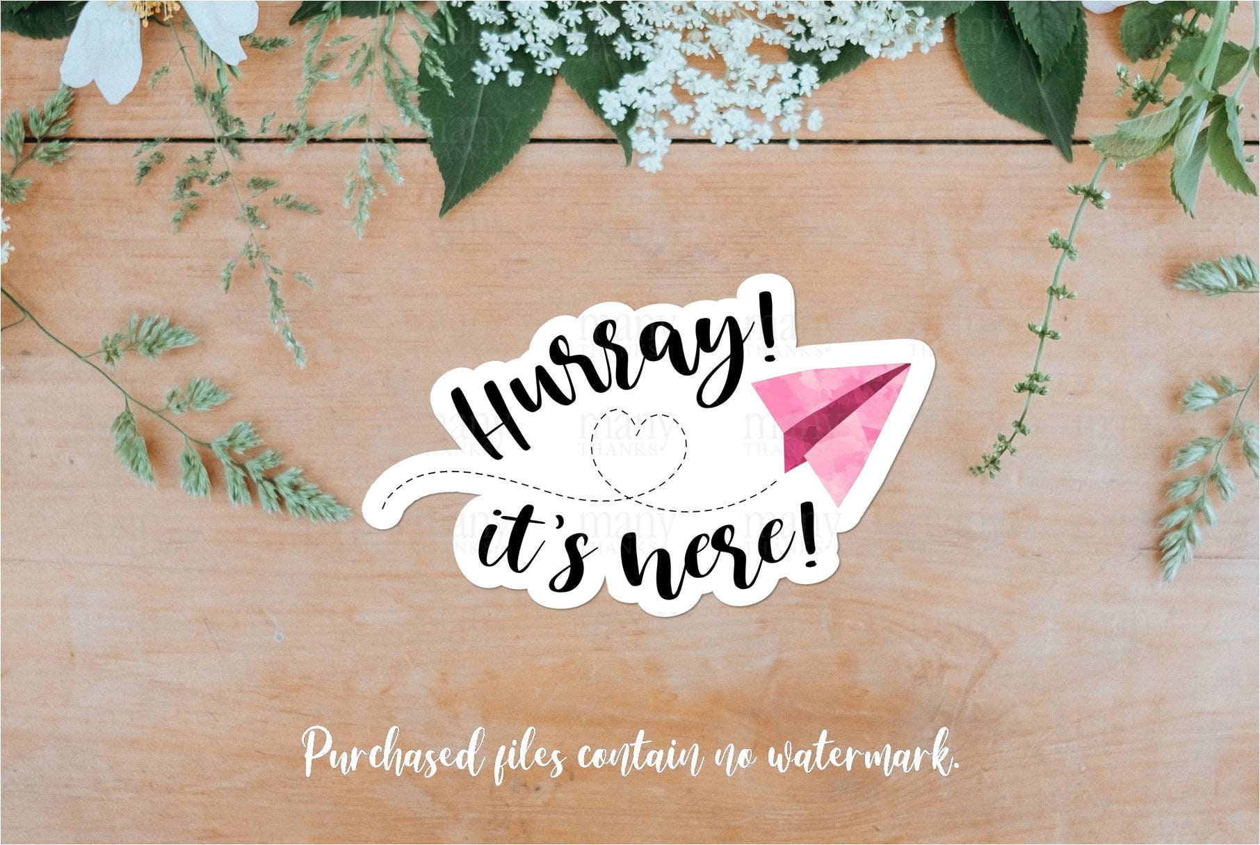 Hurray It's Here Sticker PNG Pink Paper Airplane for | Etsy