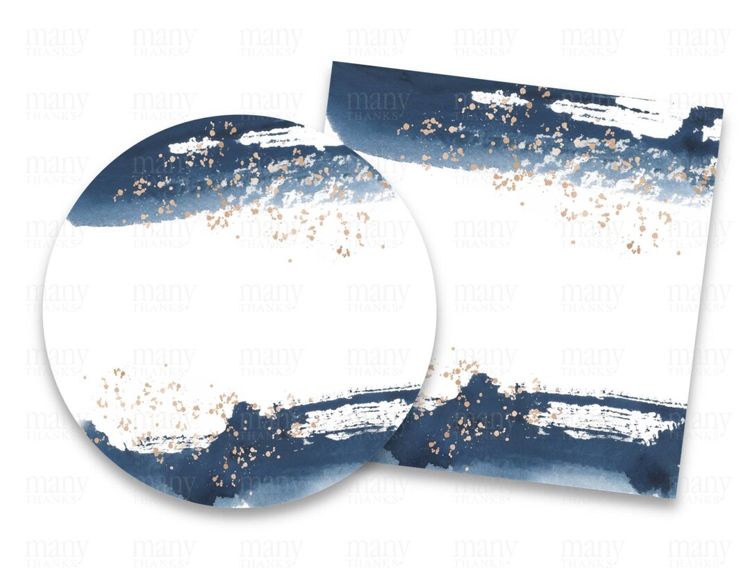 Blank Labels Circle + Square, Navy Blue Paint Gold Splatter for DIY ...