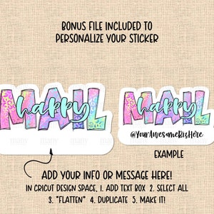 Happy Mail Sticker Download, Leopard Print Turquoise Small Business ...