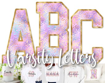 College Varsity Letters Numbers Clipart PNG Leopard Print - Etsy