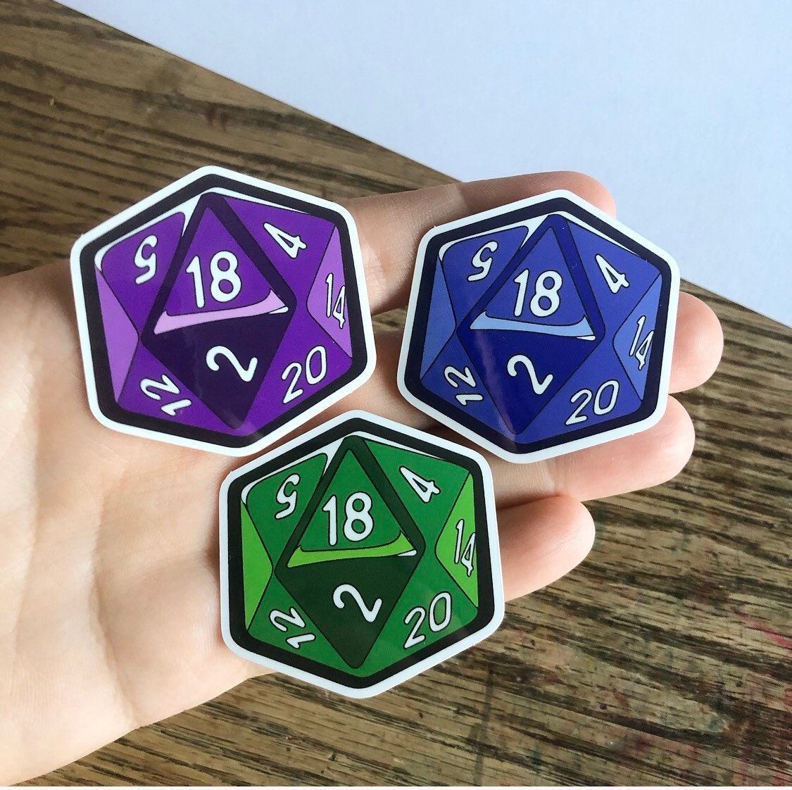 DnD D20 Dice Stickers set of 3 2x2 decals | Etsy