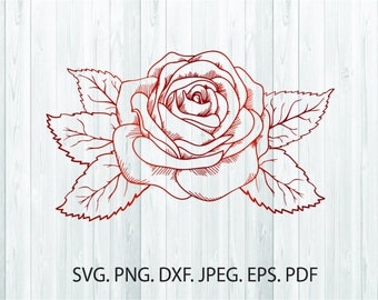 Rose spray Valentine's SVG · Rose cut file SVG · Rose and Ivy SVG ...