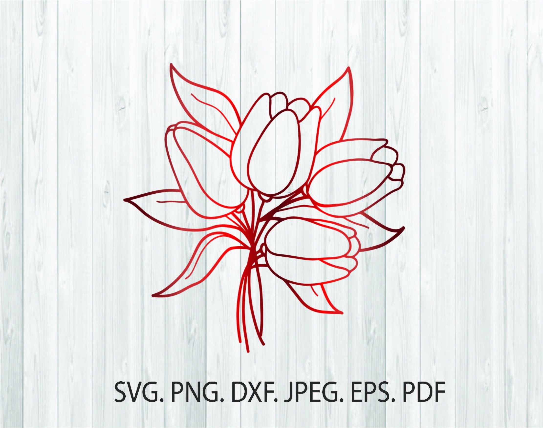 Tulip DXF Tulip Png Tulip Flower Svg Files Tulip SVG File Tulip Flower ...