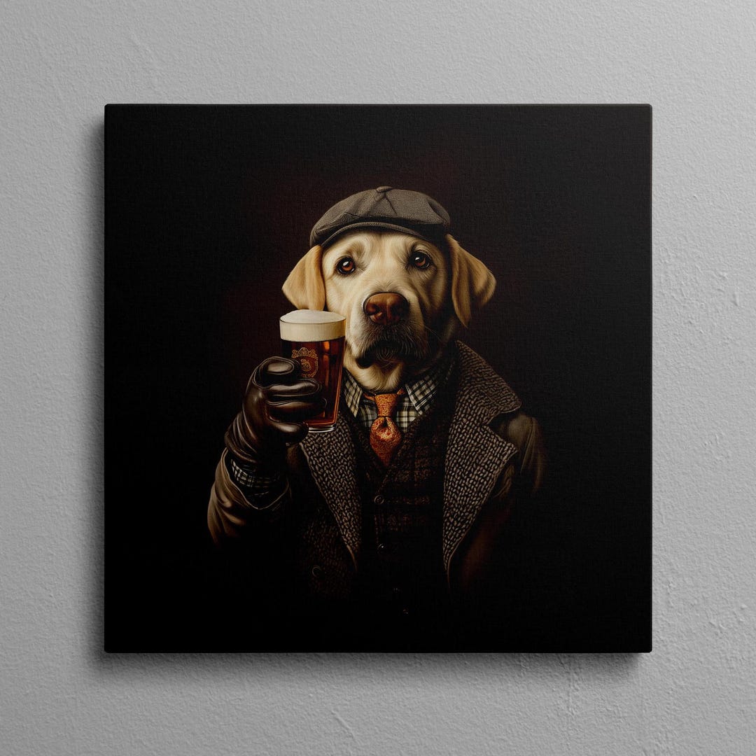 Yellow Lab Art, Bar Decor, Canvas Art, Yellow Lab Gifts, Dog Painting ...