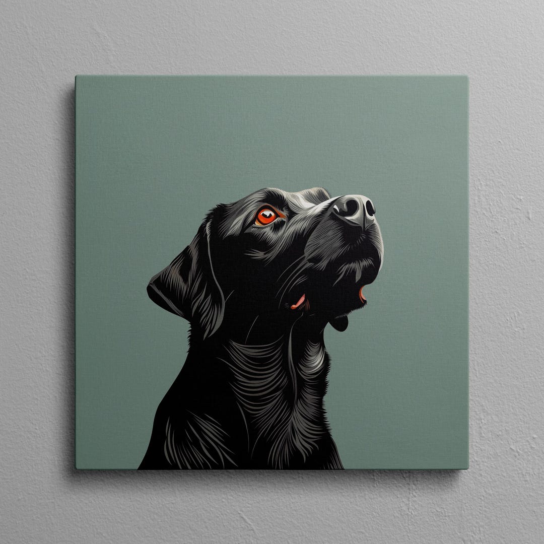 Black Lab Wall Art, Black Labrador Dog Print, Minimalist Dog Canvas ...