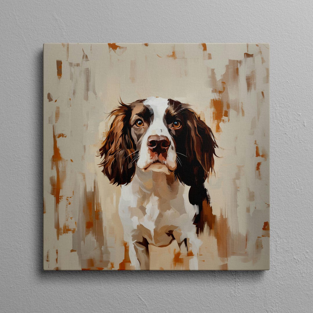 Springer Spaniel Dog Portrait: Abstract Neutral Canvas Art - Etsy