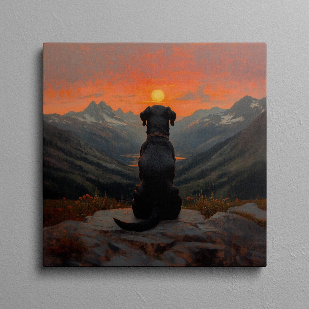 Black Lab Mountain Sunset Canvas Print: Dog Art - Etsy