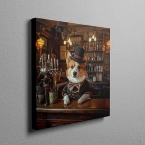Corgi Bartender Art, Corgi Home Bar Canvas Wall Decor Print Man Cave ...