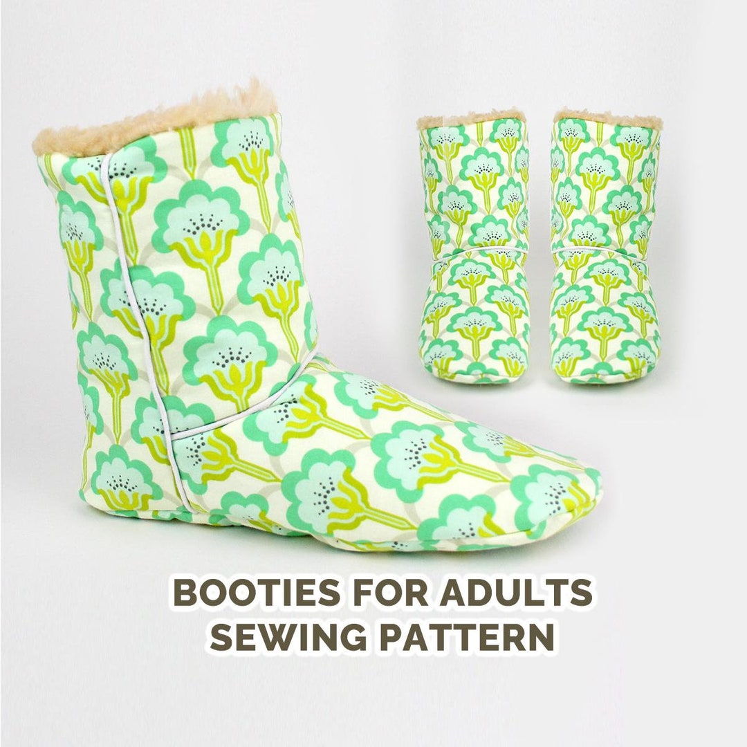Adult Booties Sewing Pattern Slippers Room Shoes PDF Slipper Women Men ...