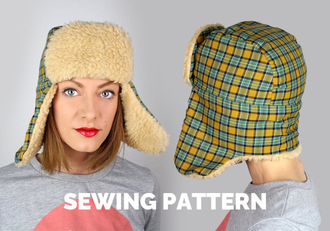 Aviator Hat Sewing Pattern PDF | Adult Pilot Cap Tutorial | Winter Earflap Hat Pattern | Warm ...