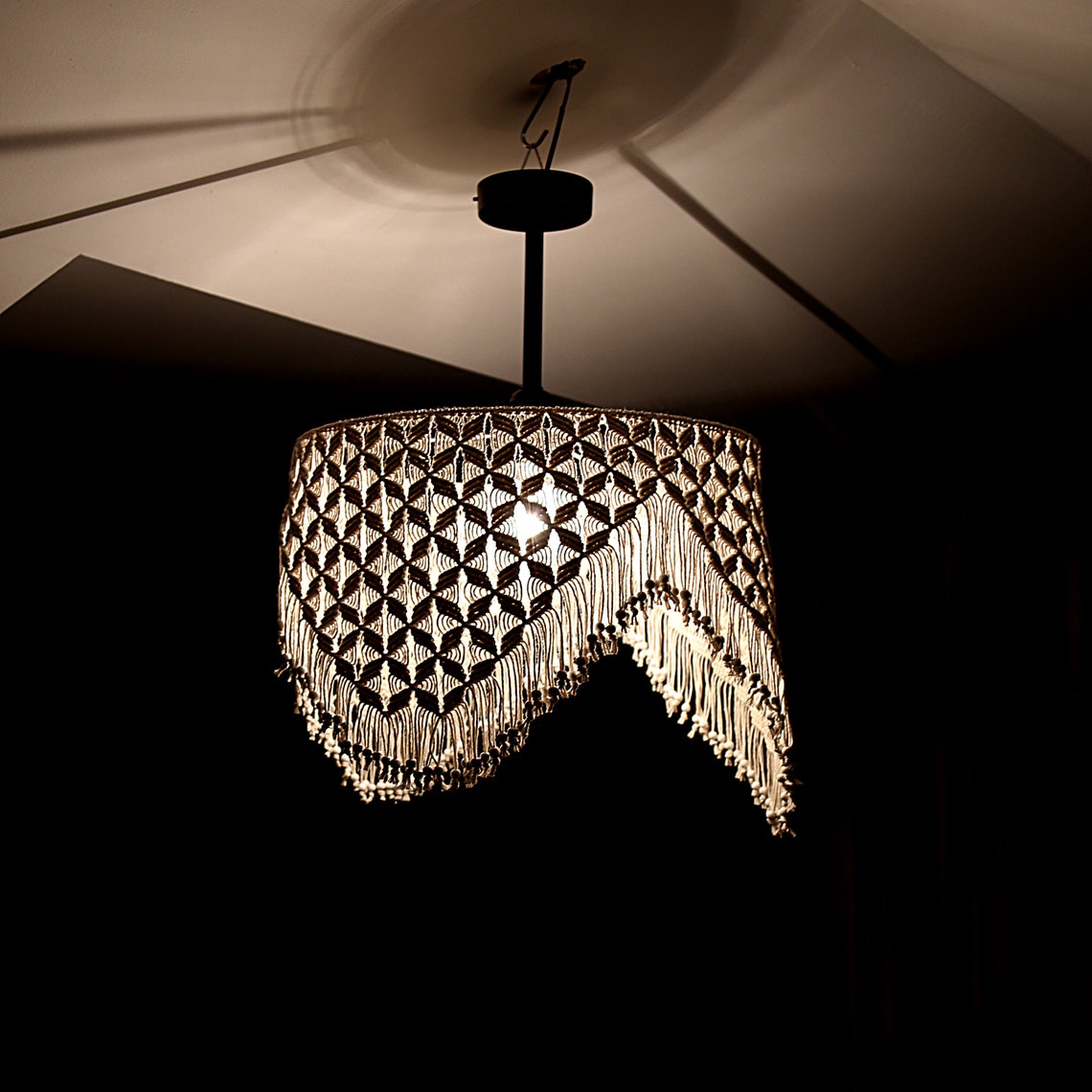 Macrame Chandelier, Pendant Lighting, Mood Light, Modern Macrame Light ...