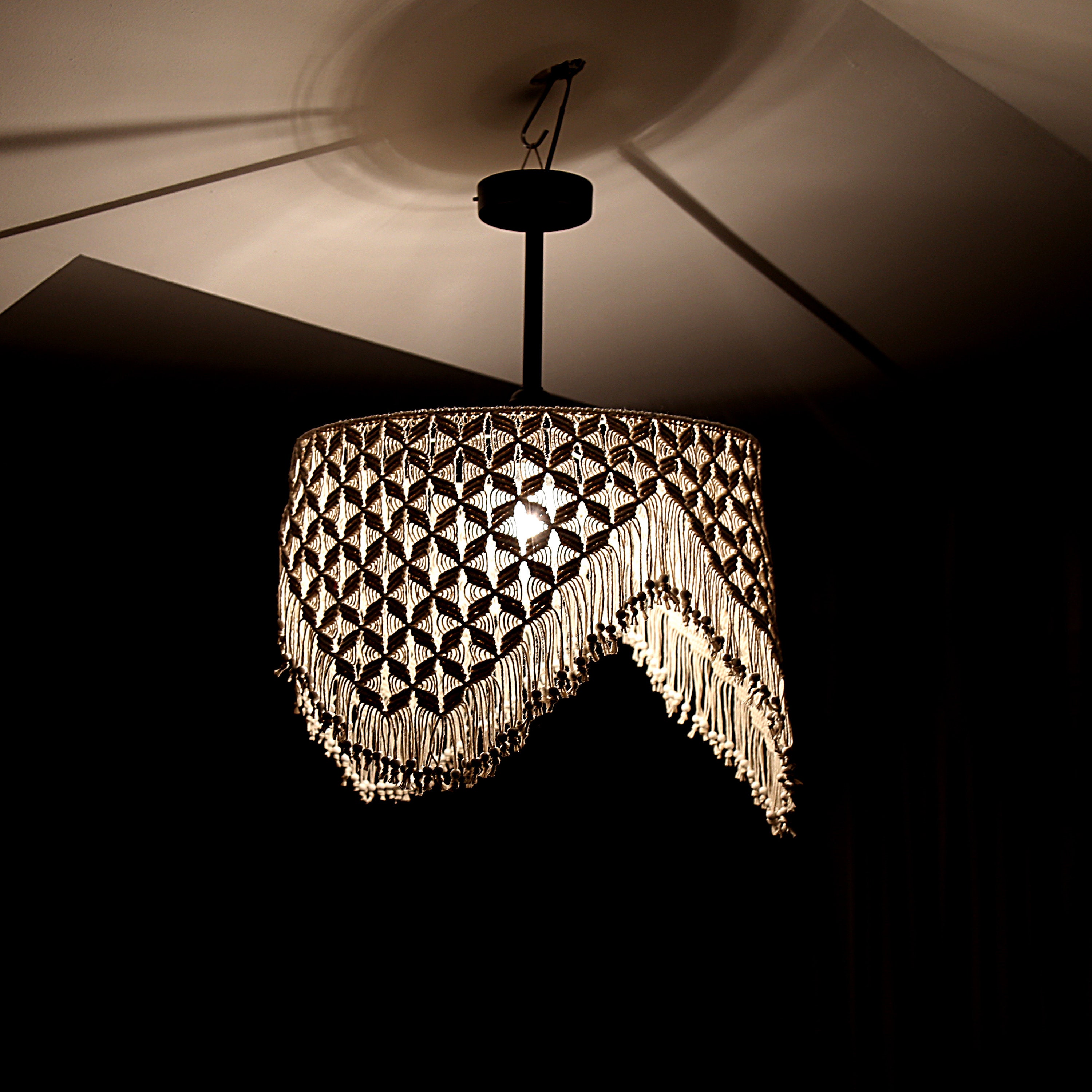 Macrame Chandelier, Pendant Lighting, Mood Light, Modern Macrame Light ...