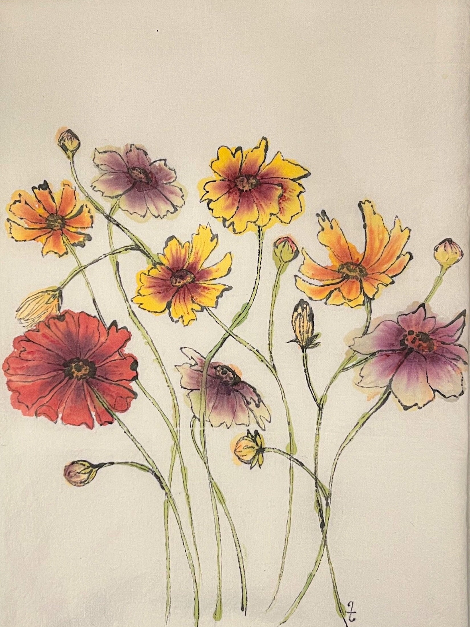 Hand Painted Tea Towels / Wildflower / Housewarming / Wedding Shower ...