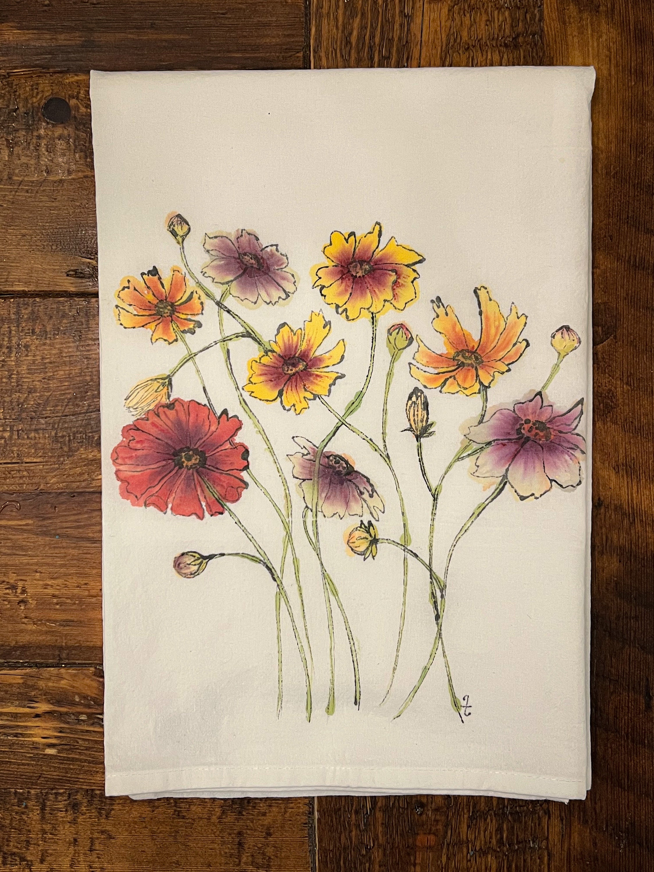 Hand Painted Tea Towels / Wildflower / Housewarming / Wedding Shower ...