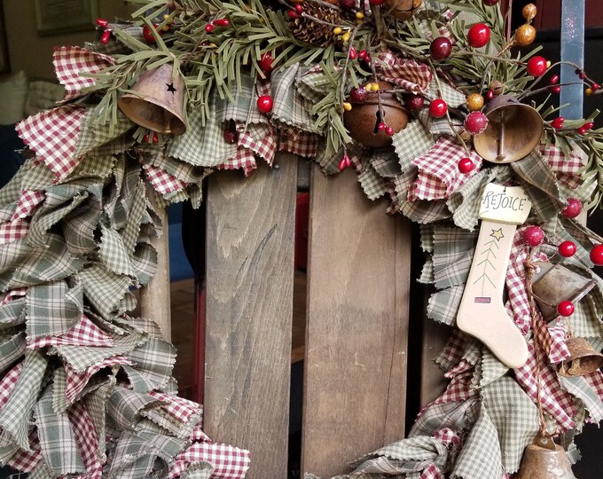 Primitive Country Christmas Bells Wreath Primitive Christmas - Etsy