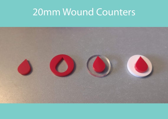 20mm Life Tokens or Wound Tokens Choice of Blood Drop Design | Etsy